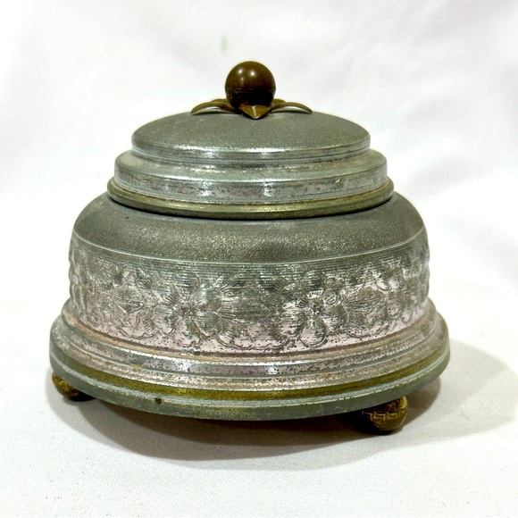 Accents | Antique Aluminum Musical Lidded Powder Box | Poshmark